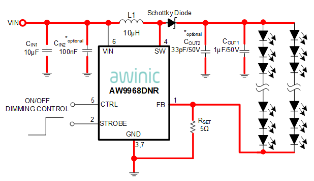AW9968DNR | 串联背光 | 艾为电子